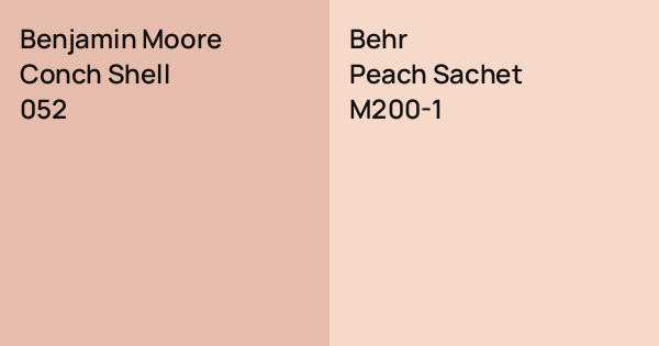 Benjamin Moore Conch Shell vs. Behr Peach Sachet comparison