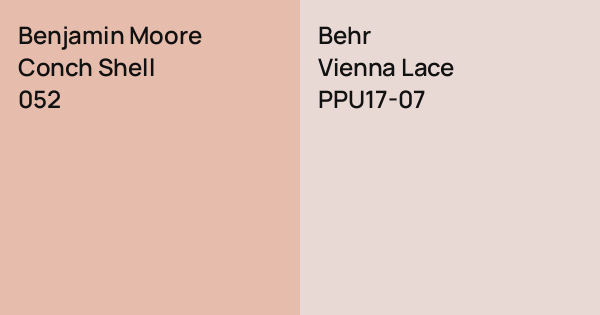 Benjamin Moore Conch Shell vs. Behr Vienna Lace comparison