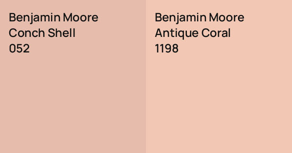 Benjamin Moore Conch Shell vs. Benjamin Moore Antique Coral comparison