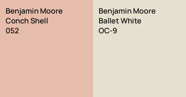 Benjamin Moore Conch Shell vs. Benjamin Moore Ballet White comparison