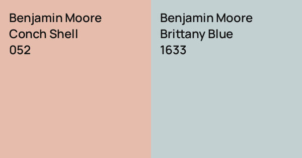 Benjamin Moore Conch Shell vs. Benjamin Moore Brittany Blue comparison