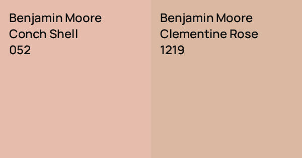 Benjamin Moore Conch Shell vs. Benjamin Moore Clementine Rose comparison