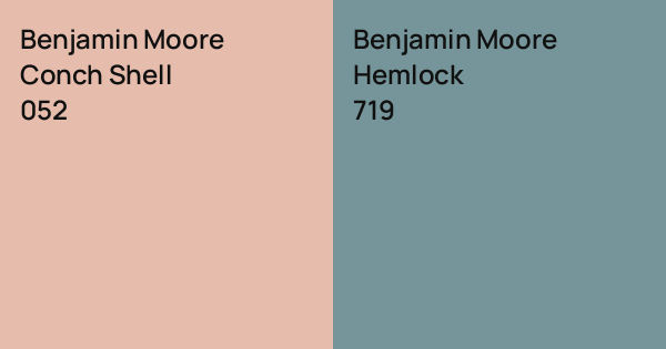 Benjamin Moore Conch Shell vs. Benjamin Moore Hemlock comparison