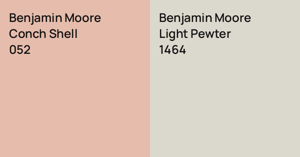 Benjamin Moore Conch Shell vs. Benjamin Moore Light Pewter comparison