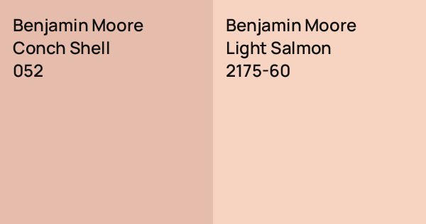 Benjamin Moore Conch Shell vs. Benjamin Moore Light Salmon comparison