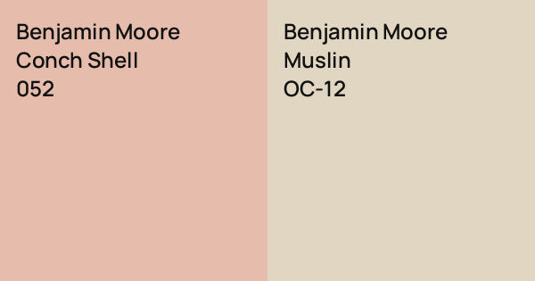 Benjamin Moore Conch Shell vs. Benjamin Moore Muslin comparison