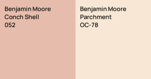 Benjamin Moore Conch Shell vs. Benjamin Moore Parchment comparison