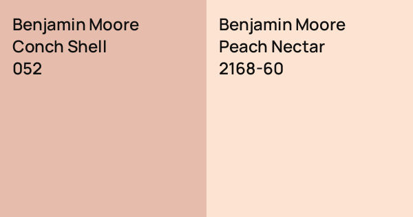Benjamin Moore Conch Shell vs. Benjamin Moore Peach Nectar comparison