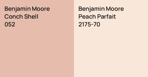 Benjamin Moore Conch Shell vs. Benjamin Moore Peach Parfait comparison