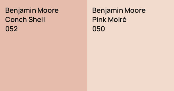 Benjamin Moore Conch Shell vs. Benjamin Moore Pink Moiré comparison