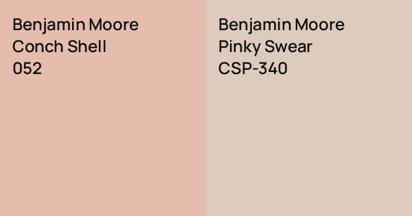 Benjamin Moore Conch Shell vs. Benjamin Moore Pinky Swear comparison