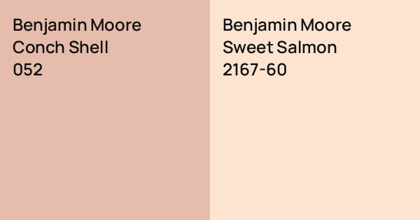 Benjamin Moore Conch Shell vs. Benjamin Moore Sweet Salmon comparison