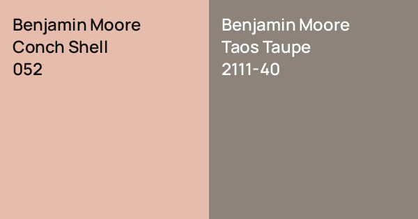 Benjamin Moore Conch Shell vs. Benjamin Moore Taos Taupe comparison