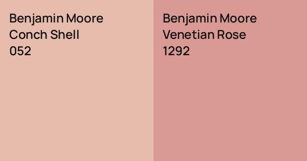 Benjamin Moore Conch Shell vs. Benjamin Moore Venetian Rose comparison