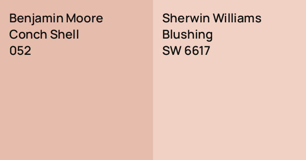 Benjamin Moore Conch Shell vs. Sherwin Williams Blushing comparison