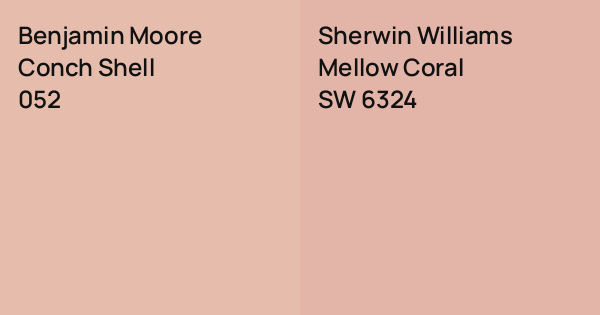 Benjamin Moore Conch Shell vs. Sherwin Williams Mellow Coral comparison