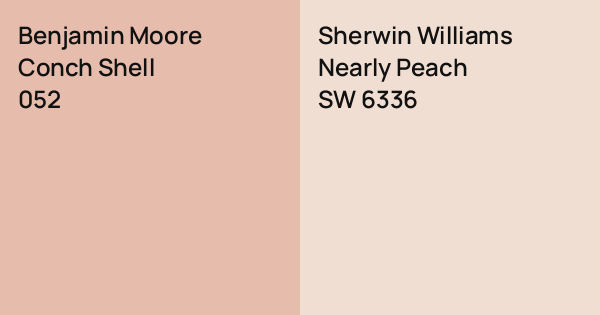 Benjamin Moore Conch Shell vs. Sherwin Williams Nearly Peach comparison
