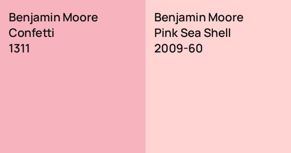Benjamin Moore Confetti vs. Benjamin Moore Pink Sea Shell comparison