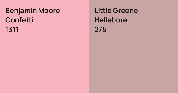 Benjamin Moore Confetti vs. Little Greene Hellebore comparison
