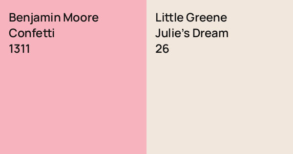 Benjamin Moore Confetti vs. Little Greene Julie's Dream comparison