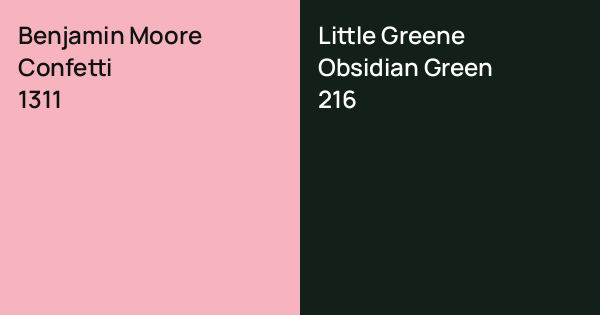 Benjamin Moore Confetti vs. Little Greene Obsidian Green comparison