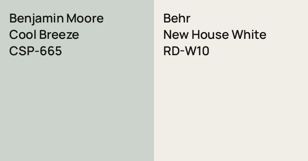 Benjamin Moore Cool Breeze vs. Behr New House White comparison