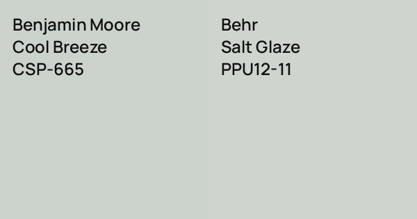 Benjamin Moore Cool Breeze vs. Behr Salt Glaze comparison