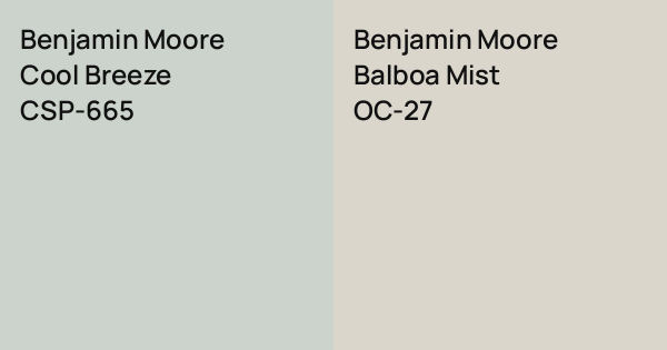 Benjamin Moore Cool Breeze vs. Benjamin Moore Balboa Mist comparison