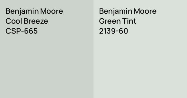 Benjamin Moore Cool Breeze vs. Benjamin Moore Green Tint comparison