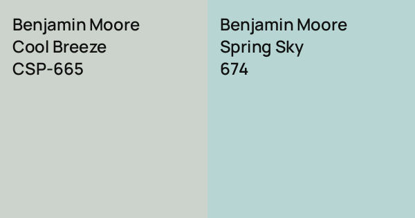 Benjamin Moore Cool Breeze vs. Benjamin Moore Spring Sky comparison