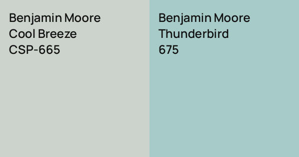 Benjamin Moore Cool Breeze vs. Benjamin Moore Thunderbird comparison