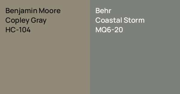 Benjamin Moore Copley Gray vs. Behr Coastal Storm comparison
