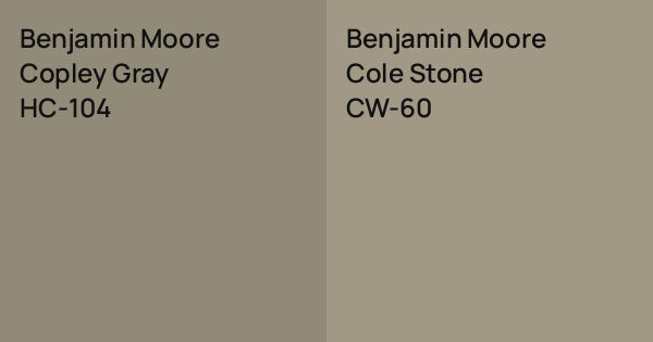 Benjamin Moore Copley Gray vs. Benjamin Moore Cole Stone comparison