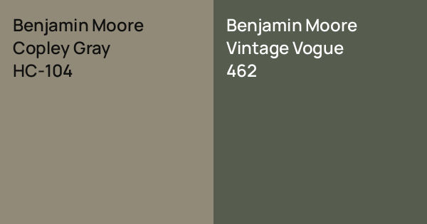Benjamin Moore Copley Gray vs. Benjamin Moore Vintage Vogue comparison