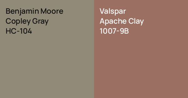 Benjamin Moore Copley Gray vs. Valspar Apache Clay comparison