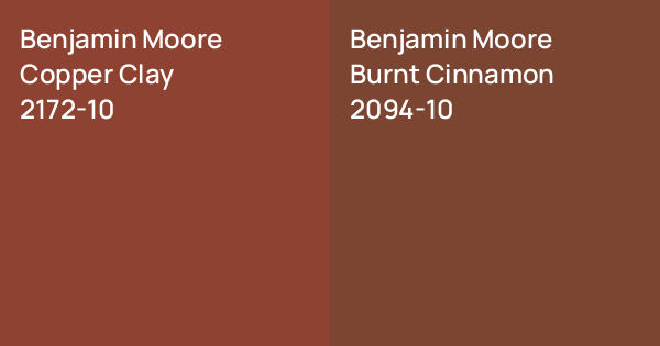 Benjamin Moore Copper Clay vs. Benjamin Moore Burnt Cinnamon comparison