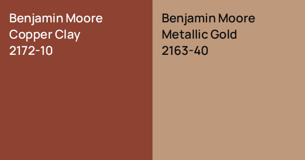 Benjamin Moore Copper Clay vs. Benjamin Moore Metallic Gold comparison