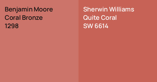 Benjamin Moore Coral Bronze vs. Sherwin Williams Quite Coral comparison