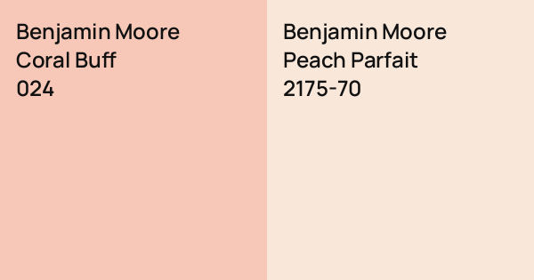 Benjamin Moore Coral Buff vs. Benjamin Moore Peach Parfait comparison