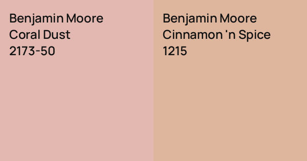 Benjamin Moore Coral Dust vs. Benjamin Moore Cinnamon 'n Spice comparison