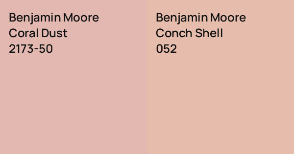 Benjamin Moore Coral Dust vs. Benjamin Moore Conch Shell comparison