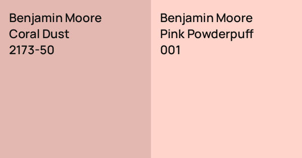 Benjamin Moore Coral Dust vs. Benjamin Moore Pink Powderpuff comparison