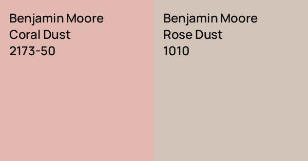 Benjamin Moore Coral Dust vs. Benjamin Moore Rose Dust comparison