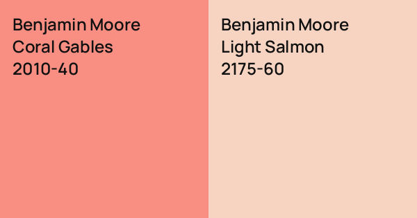 Benjamin Moore Coral Gables vs. Benjamin Moore Light Salmon comparison