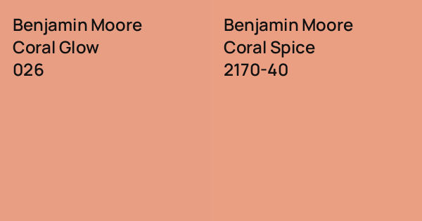 Benjamin Moore Coral Glow vs. Benjamin Moore Coral Spice comparison