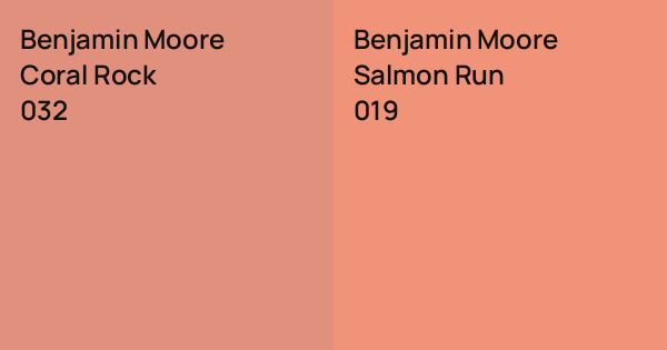 Benjamin Moore Coral Rock vs. Benjamin Moore Salmon Run comparison