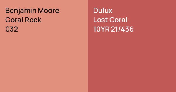 Benjamin Moore Coral Rock vs. Dulux Lost Coral comparison