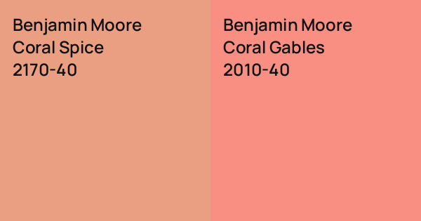 Benjamin Moore Coral Spice vs. Benjamin Moore Coral Gables comparison