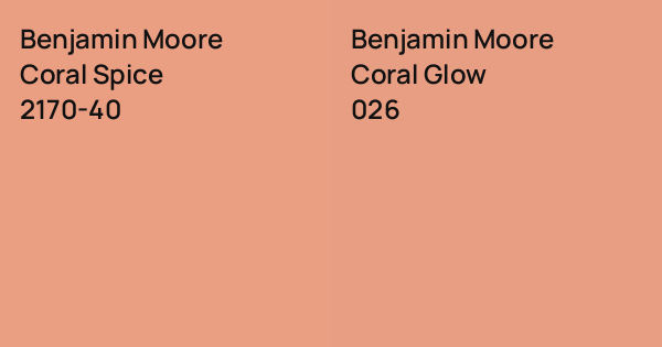 Benjamin Moore Coral Spice vs. Benjamin Moore Coral Glow comparison