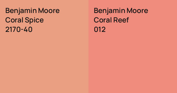 Benjamin Moore Coral Spice vs. Benjamin Moore Coral Reef comparison
